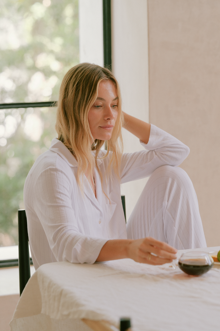 Gisele TENCEL™ Modal Rib Relaxed Short PJ Set - White - Eberjey