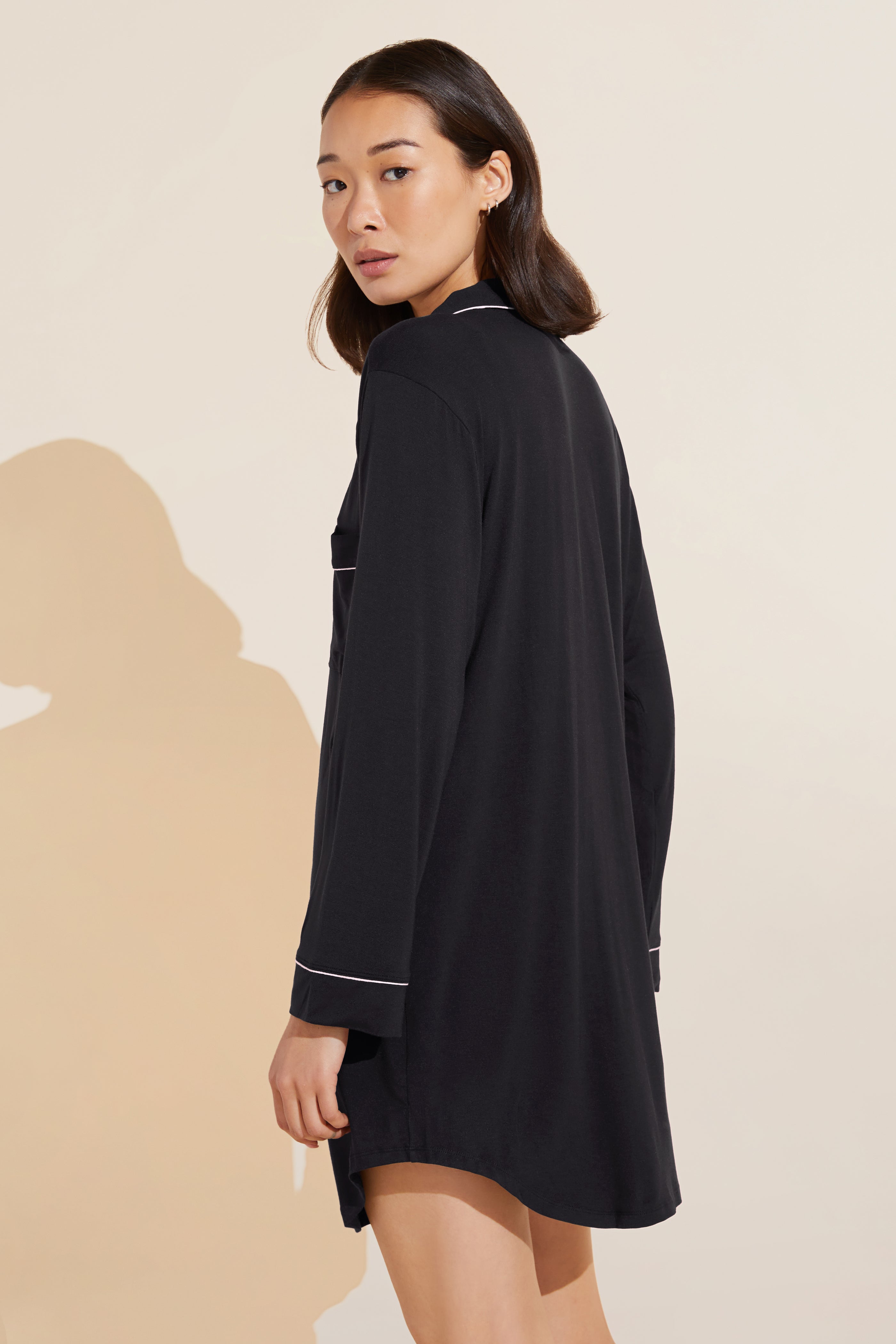 Gisele TENCEL™ Modal Sleepshirt - Black/Sorbet Pink - Eberjey