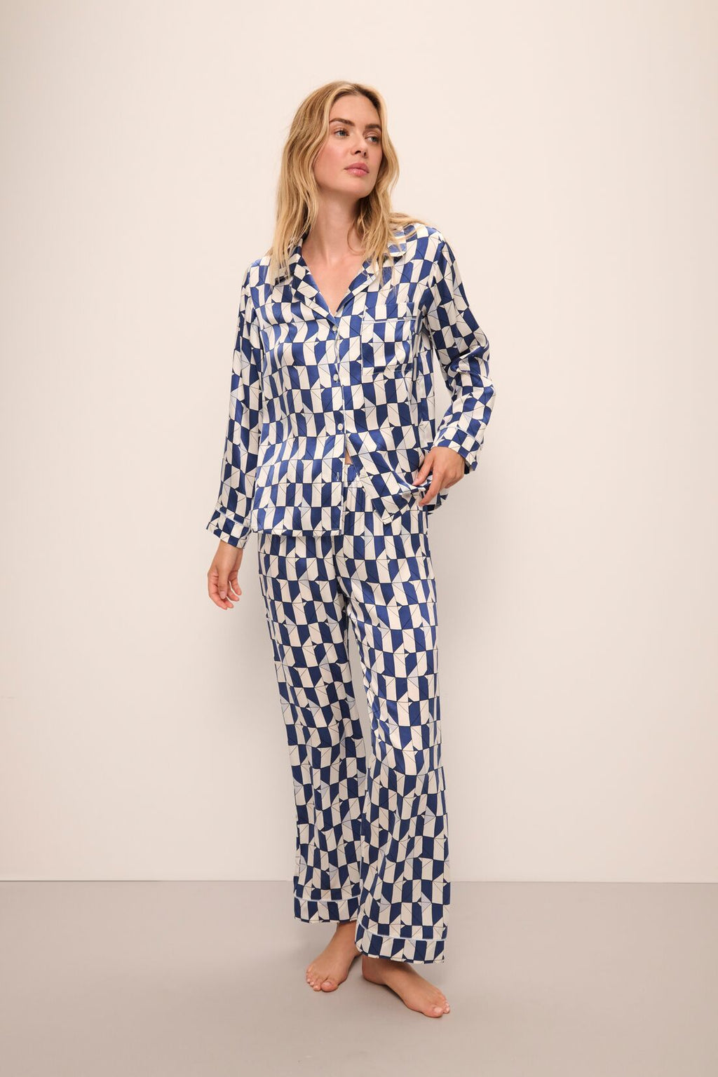 Inez Washable Silk Printed Long Pj Set Eberjey
